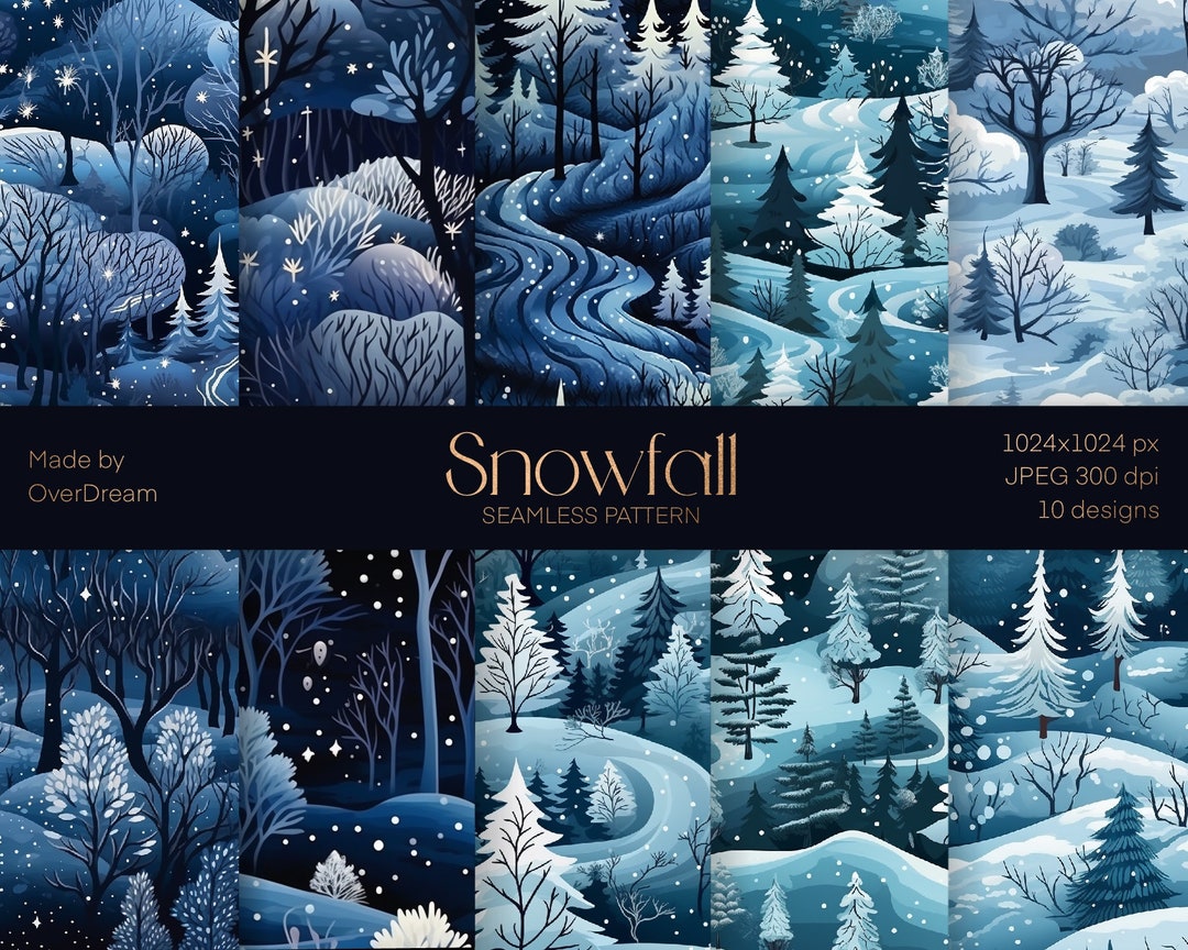 Snowfall Forest Digital Paper, Seamless Pattern, Print Papers, Winter ...