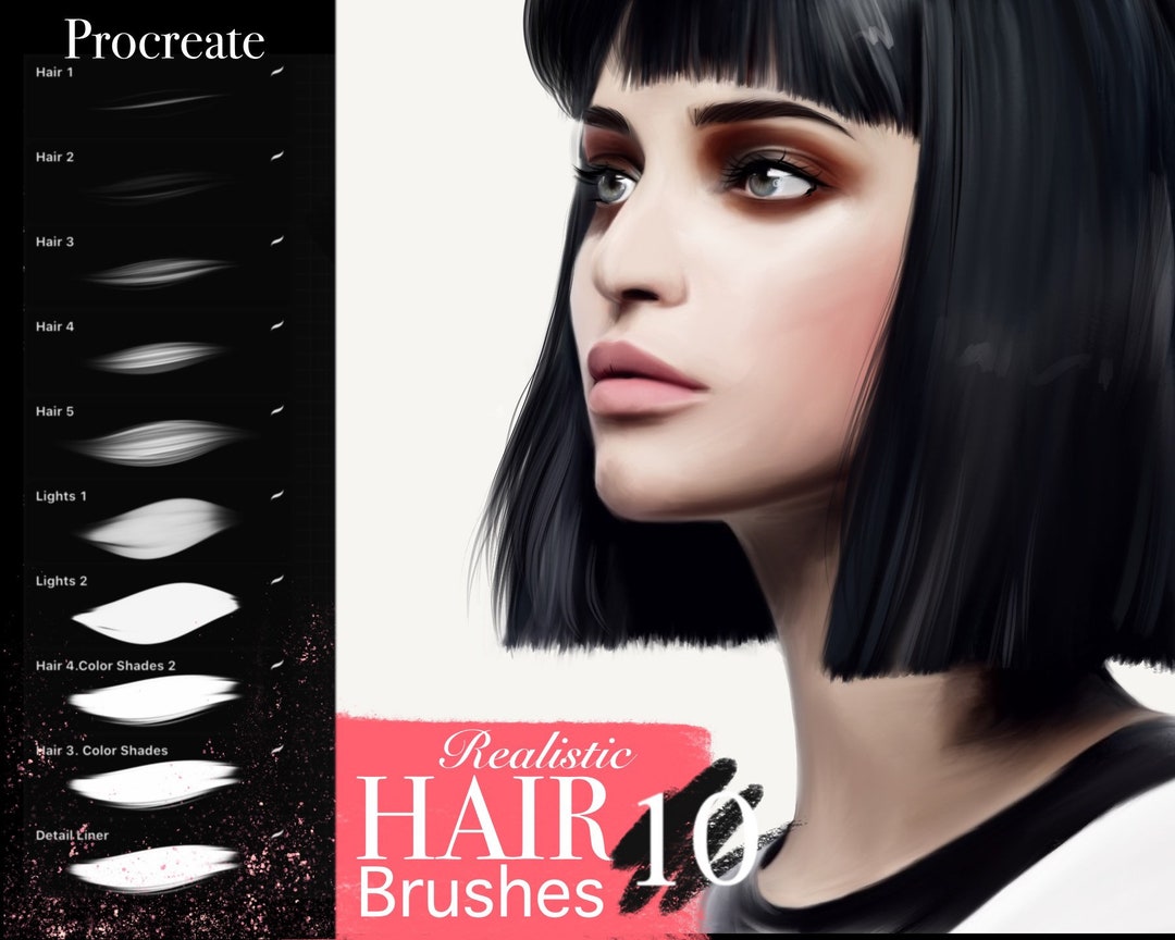Learn How to Draw Hair With Procreate Brush Set, Realistic Hair Brush ...