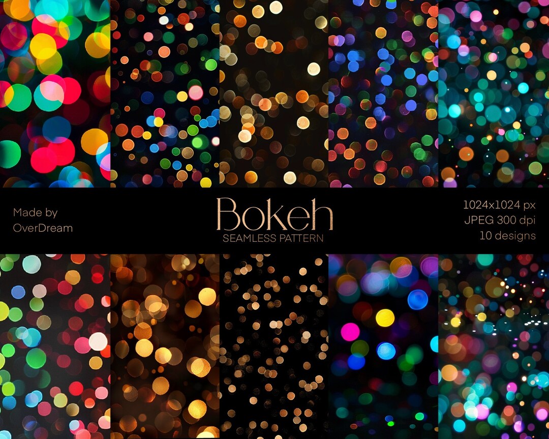 Bokeh Lights Digital Paper, Seamless Pattern, Bokeh Paper Pack, Lights ...