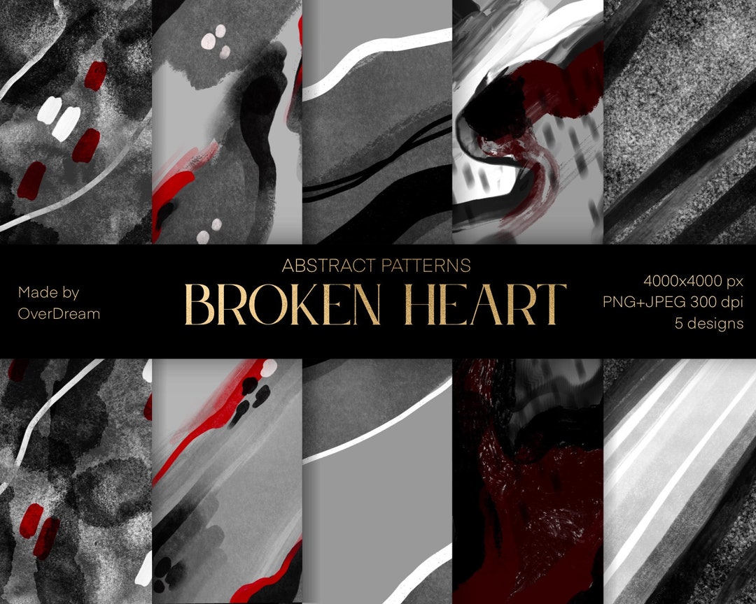 DIGITAL PAPER Bundle, Broken Heart Texture Pack, Scrapbooking Craft ...
