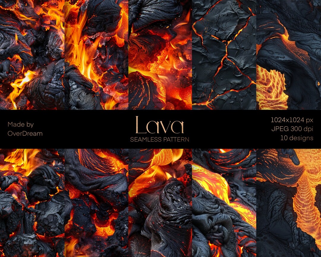 Vulcan Lava Digital Paper, Printable File, Lava Elements Seamless ...