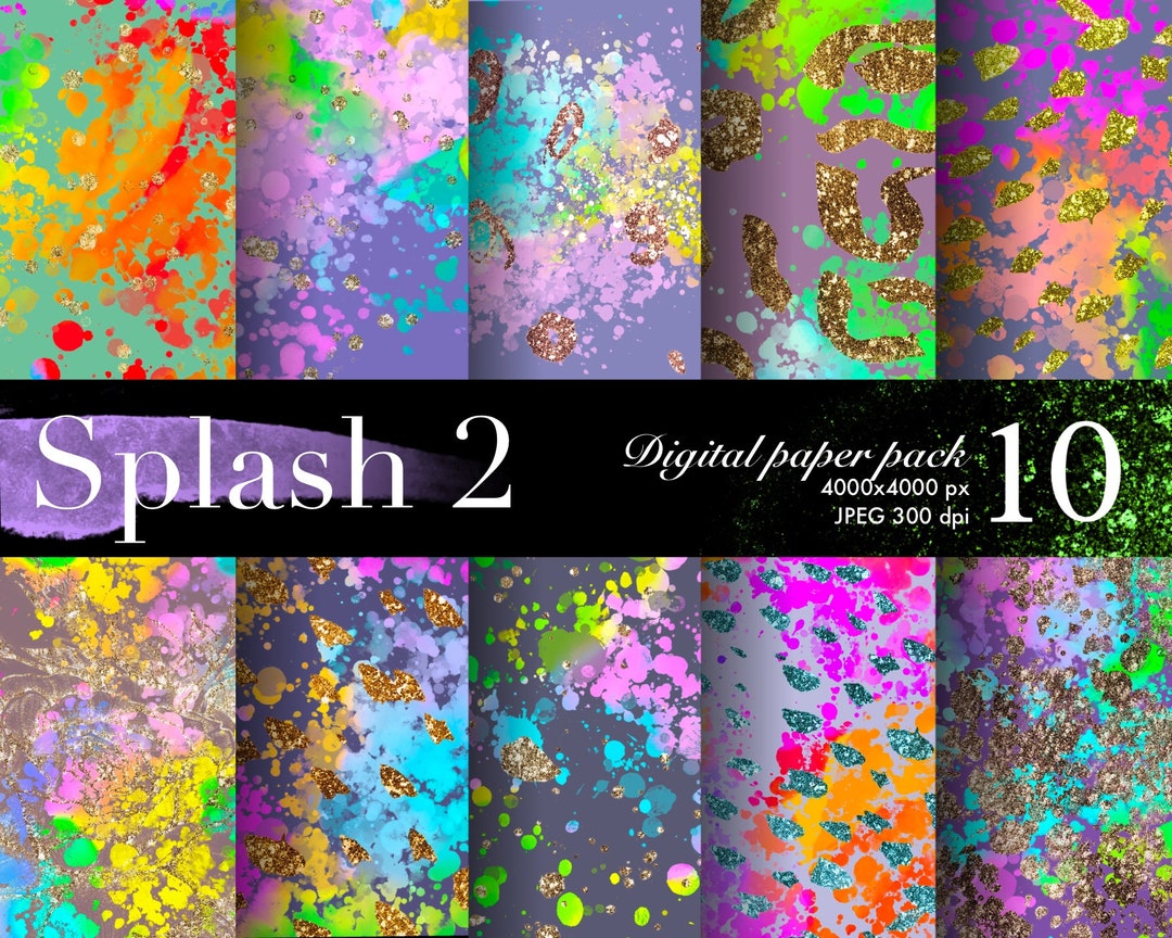 DIGITAL PAPER Bundle, Splash Texture Pack, Scrapbooking Craft Supplies ...