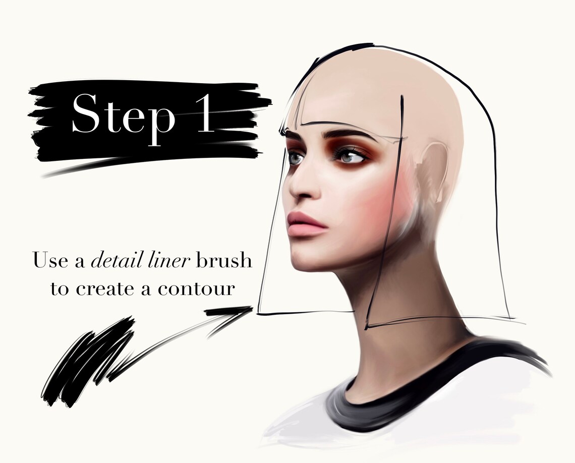 Learn How to Draw Hair With Procreate Brush Set Realistic - Etsy