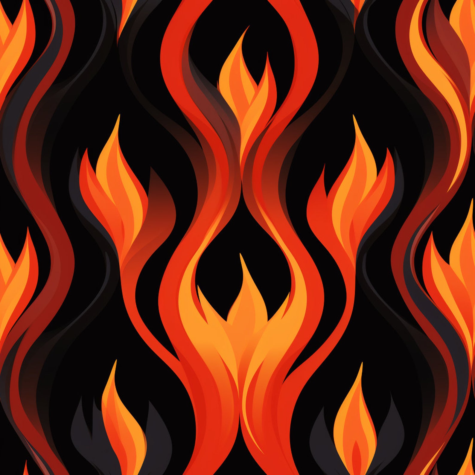 Flames Digital Paper, Fire Seamless Pattern, Colorful Paper Pack, Flame ...
