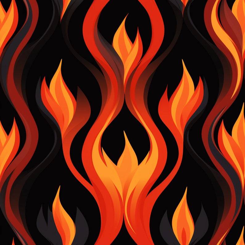 Flames Digital Paper, Fire Seamless Pattern, Colorful Paper Pack, Flame Crafts Print, Fire ...