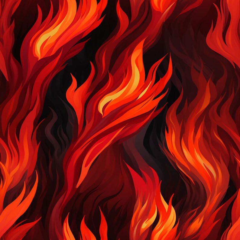 Flames Digital Paper, Fire Seamless Pattern, Colorful Paper Pack, Flame Crafts Print, Fire ...