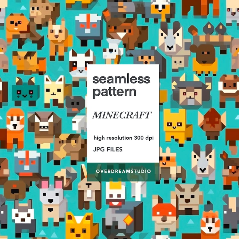 Minecraft Seamless Pattern, Kids Digital Paper, Minecraft Design ...