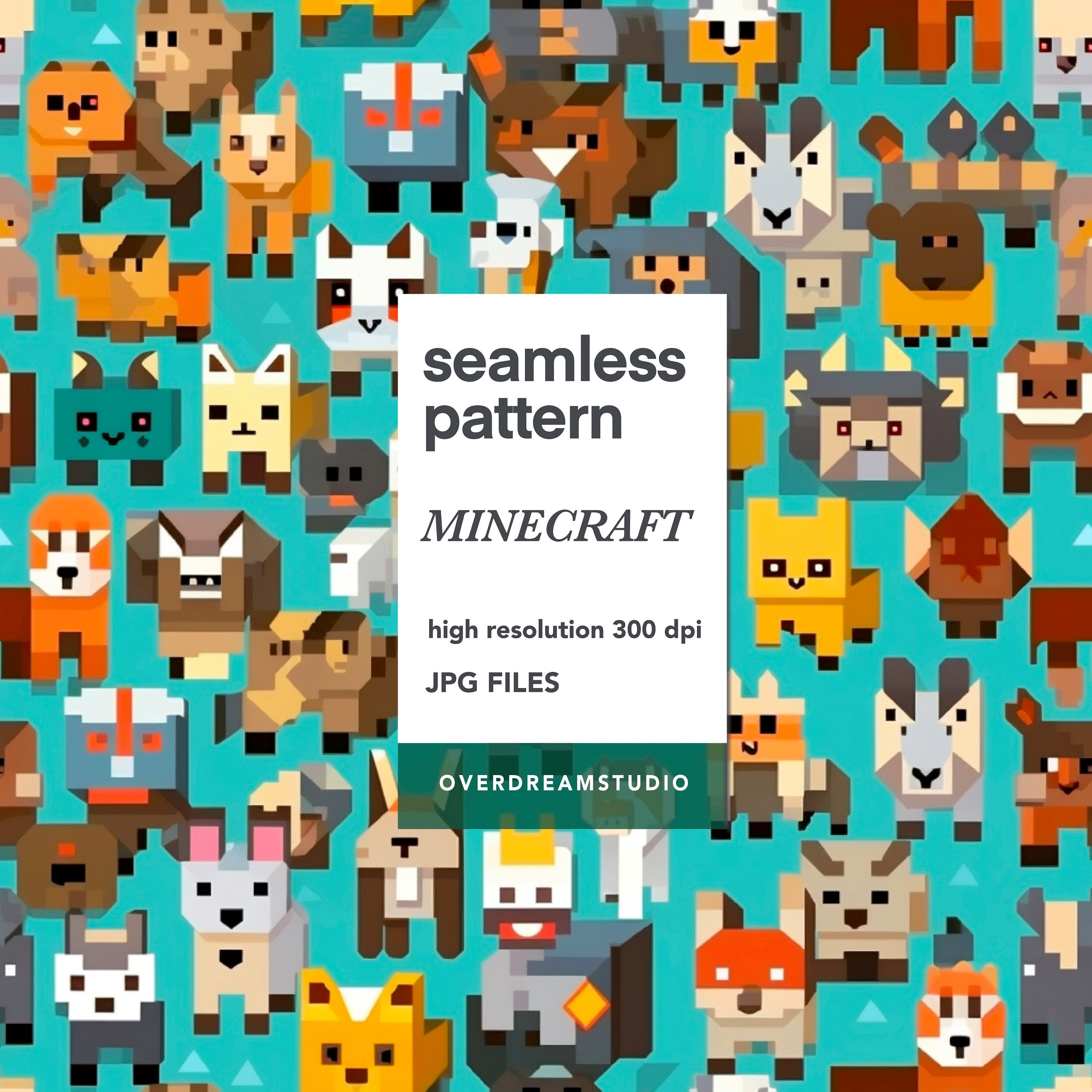 Minecraft Seamless Pattern, Kids Digital Paper, Minecraft Design ...