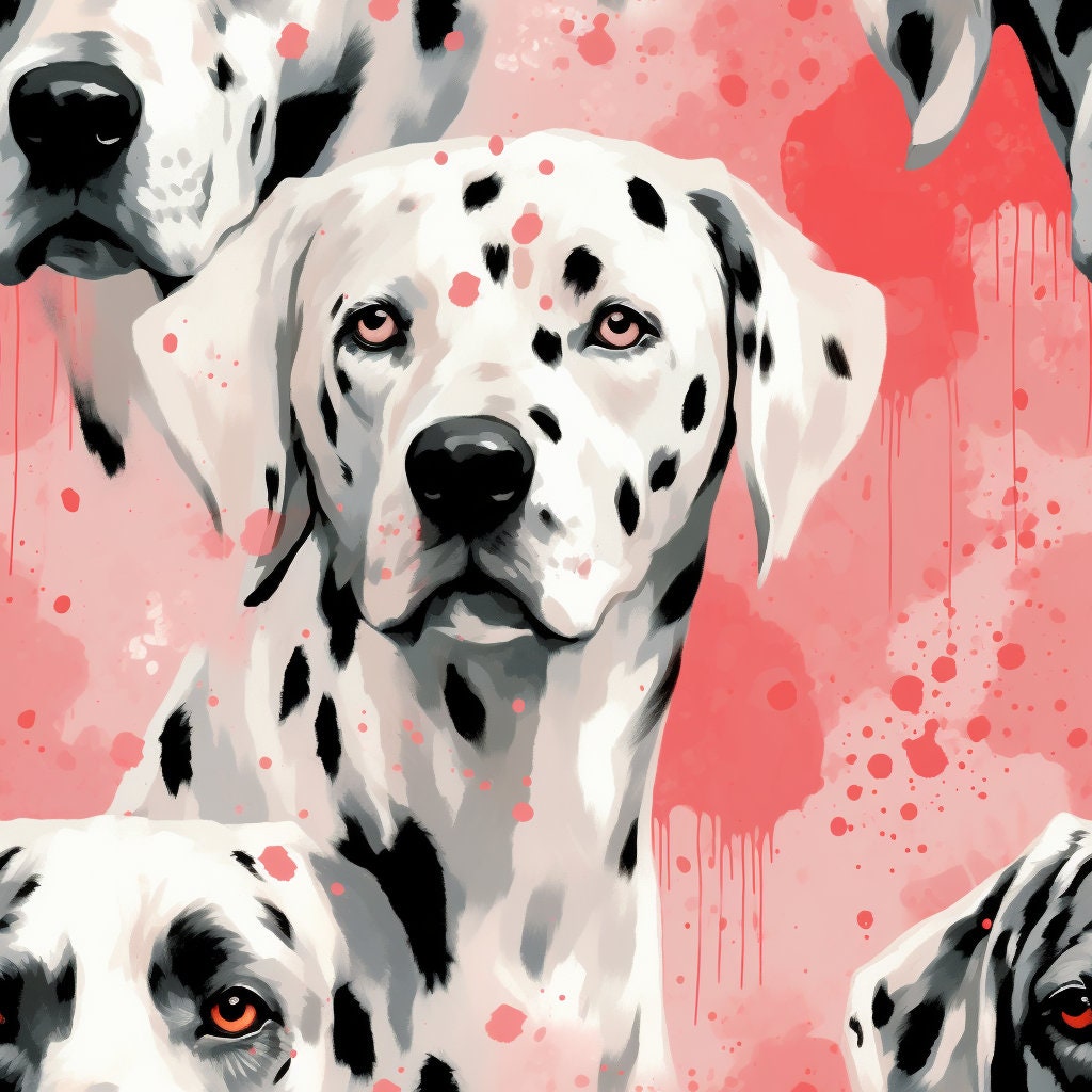 Seamless Watercolour Dalmatians Digital Paper, Seamless Pattern, Pink ...
