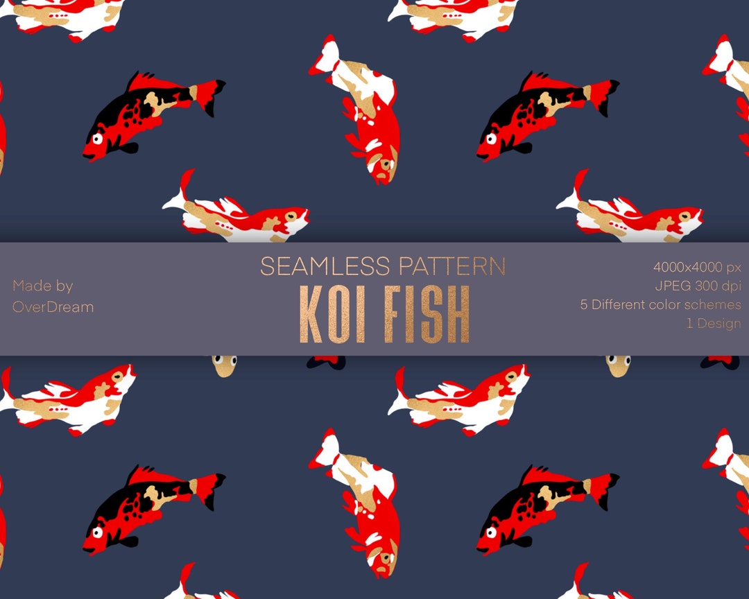 Koi Fish Seamless Pattern, Texture Pack, Printable Wrapping Paper ...
