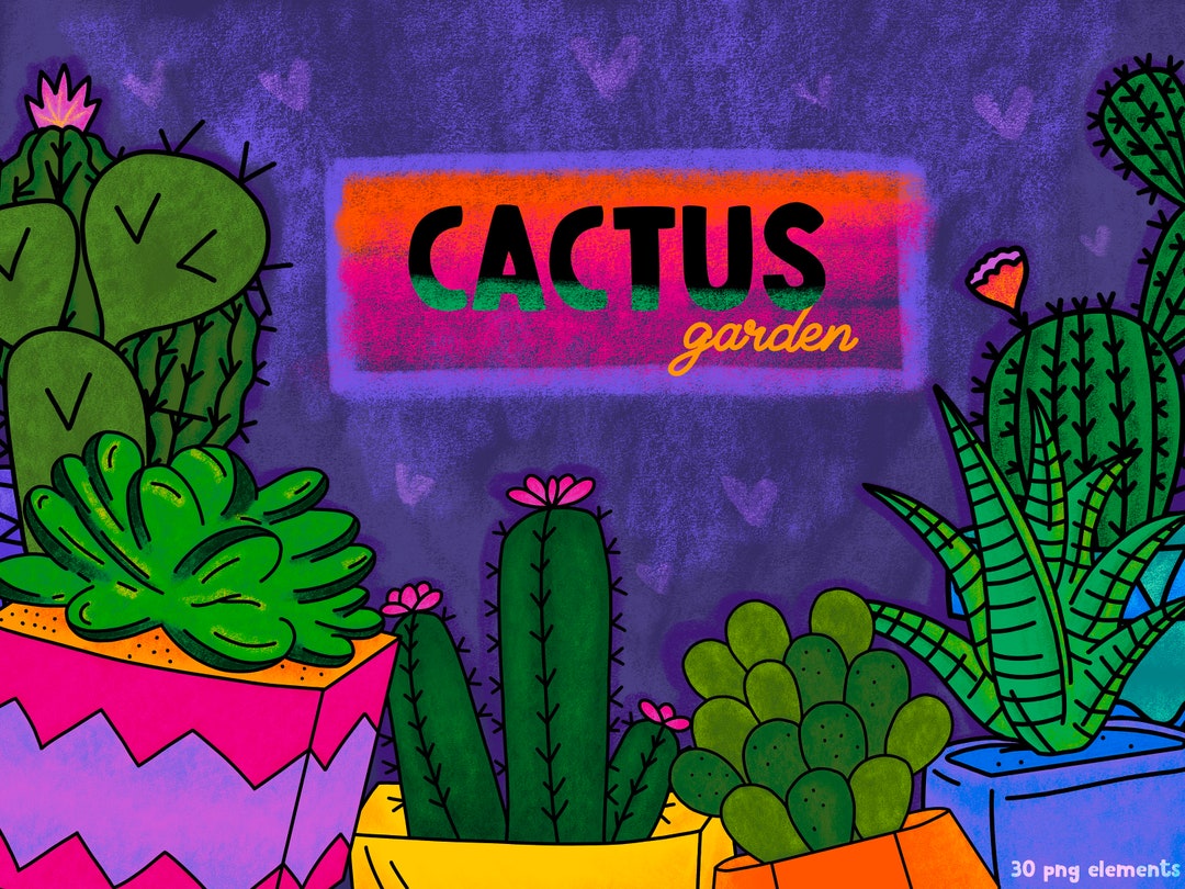 CACTI Clip Art, Botanical Illustration, Cactus Clip Art, Plants Clipart ...