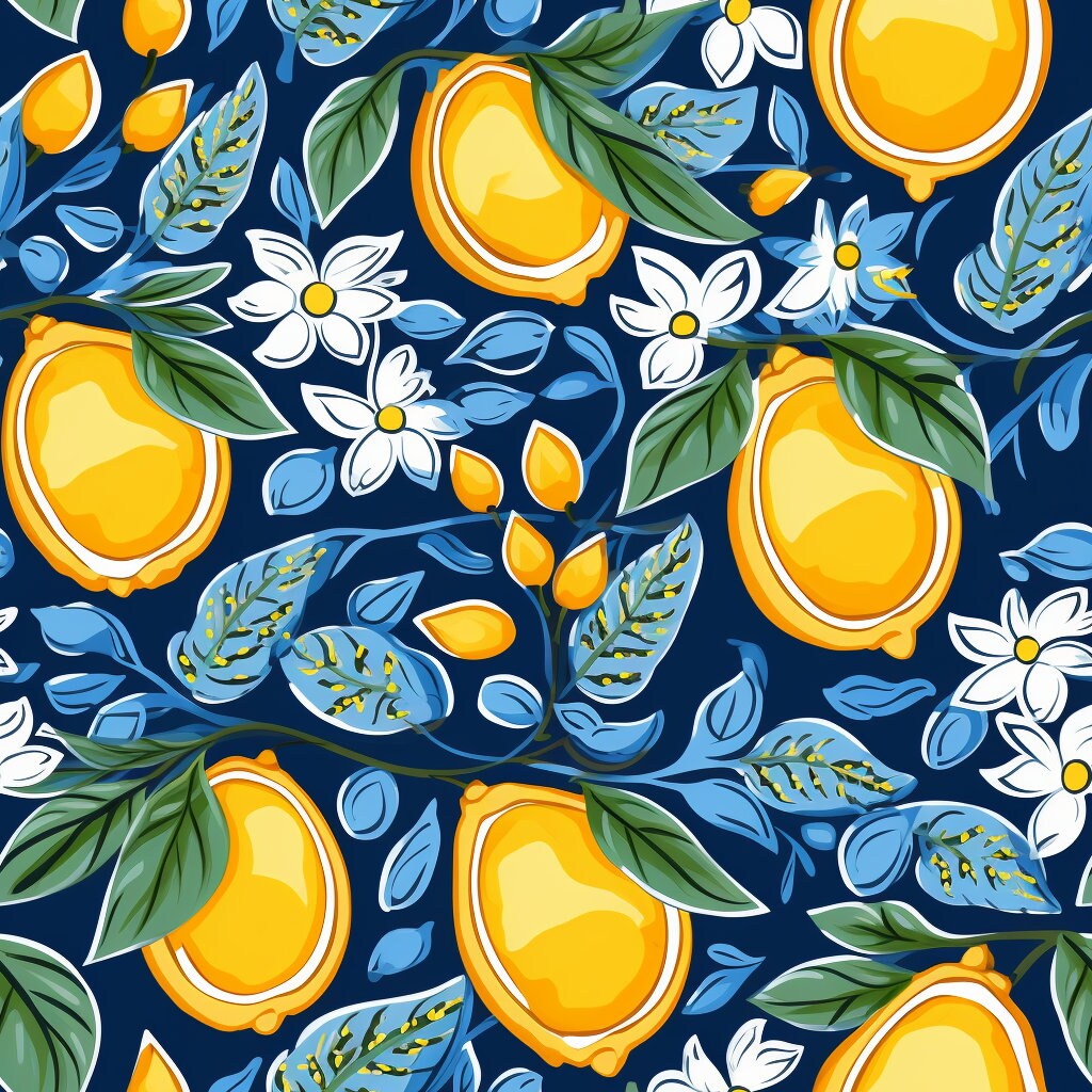 Amalfi Seamless Pattern Set, Printable Wrapping Paper,lemon Pattern ...