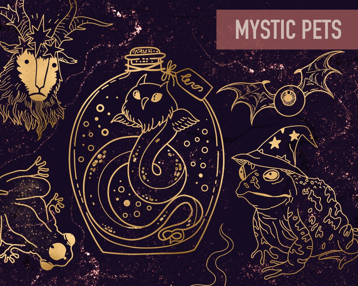 Witches' Familiars Clipart, Witchy Art, Magic Animals, Find Your Magic ...