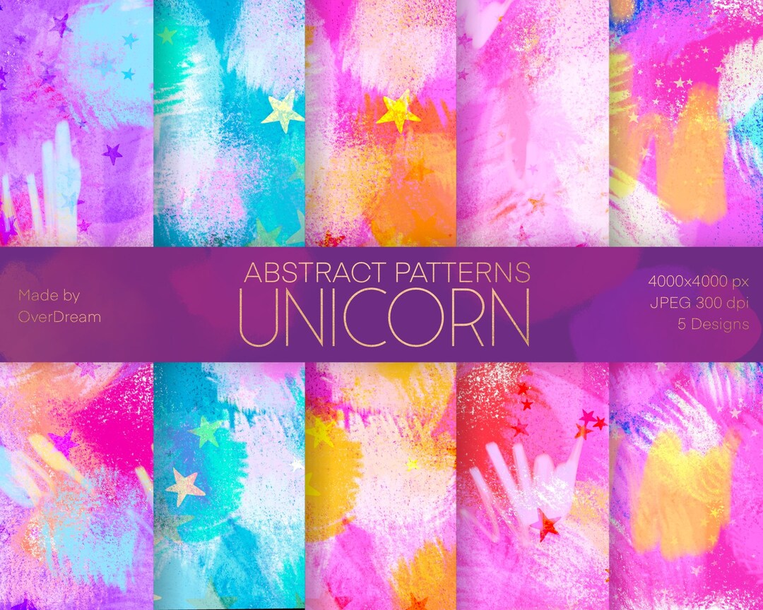 UNICORN DIGITAL PAPER, Watercolor Background Texture, Scrapbooking ...
