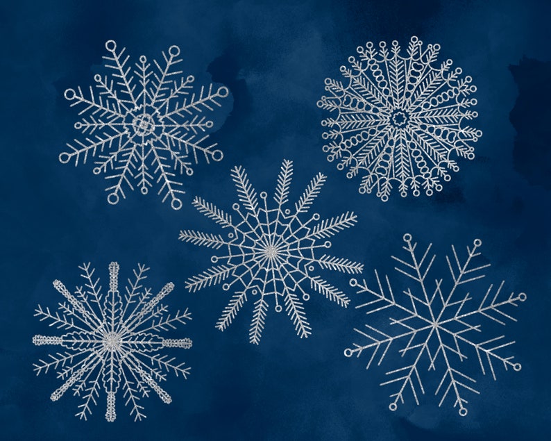 Winter Clip Art, Christmas Decor, Snowflakes Clip Art, Silver Glitter ...