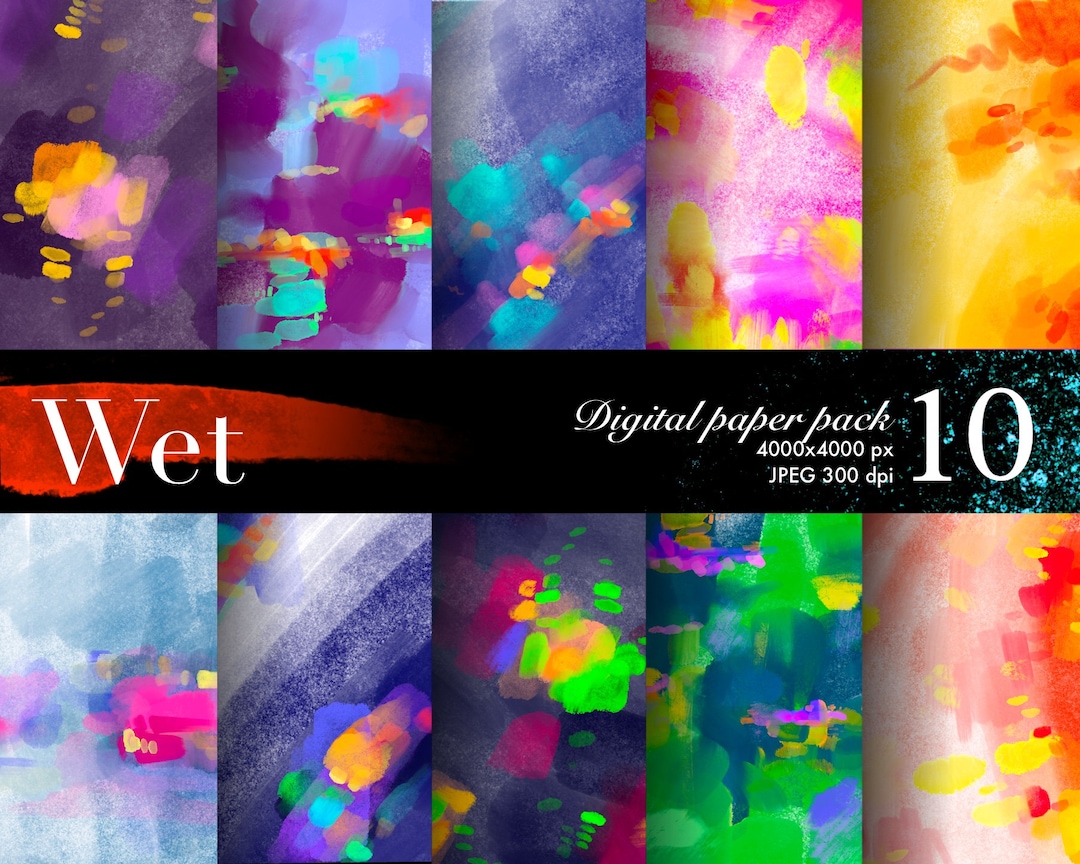 DIGITAL PAPER Bundle, Wet Texture Pack, Scrapbooking Craft Supplies ...
