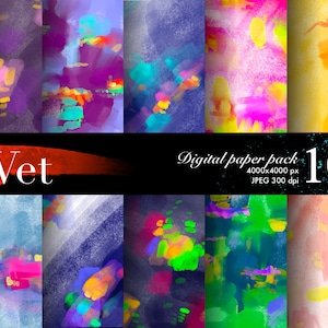 DIGITAL PAPER Bundle, Wet Texture Pack, Scrapbooking Craft Supplies ...