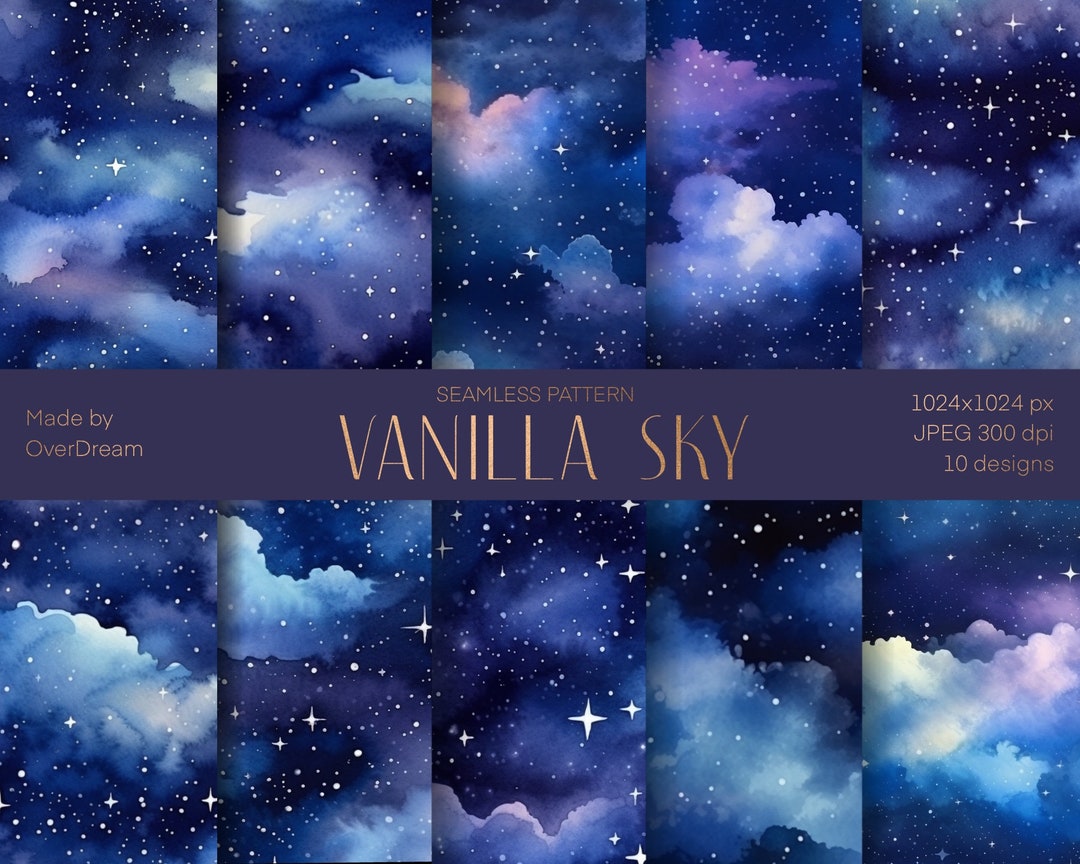 Vanilla Sky Seamless Pattern, Printable Wrapping Paper, Space Decor ...