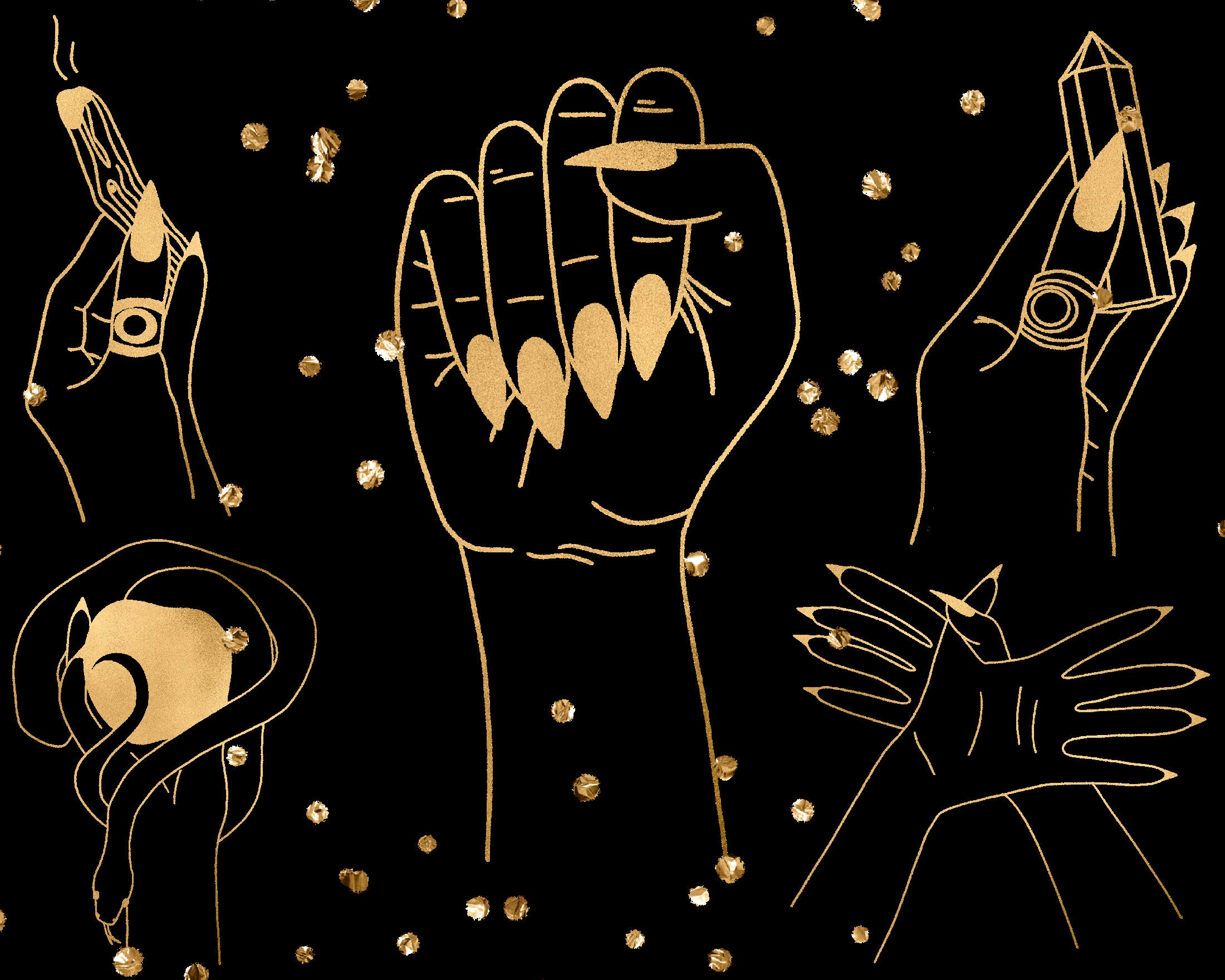 Wiccan Grimoire Digital Stickers, Witch Hands, Altar Kit Clipart ...