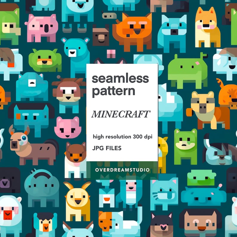 Minecraft Seamless Pattern, Kids Digital Paper, Minecraft Design ...