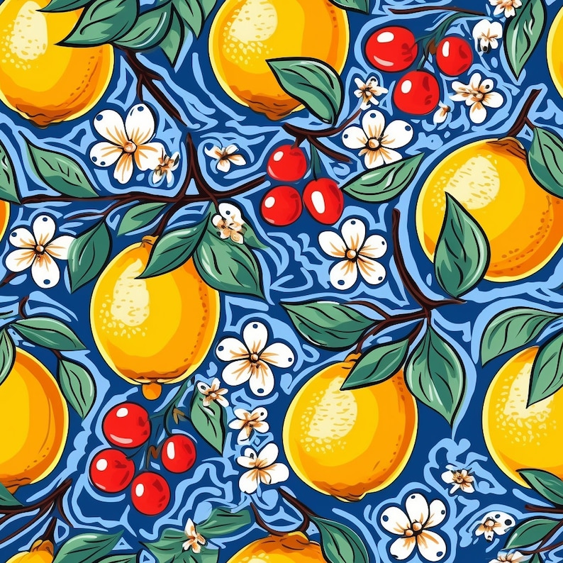 Amalfi Seamless Pattern Set Printable Wrapping Paperlemon - Etsy