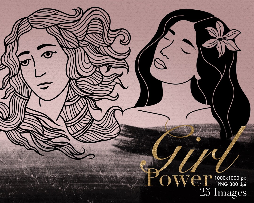 Girl Power Clip Art, Woman Portraits, Tenderness, Clip Art, Liner Draw ...