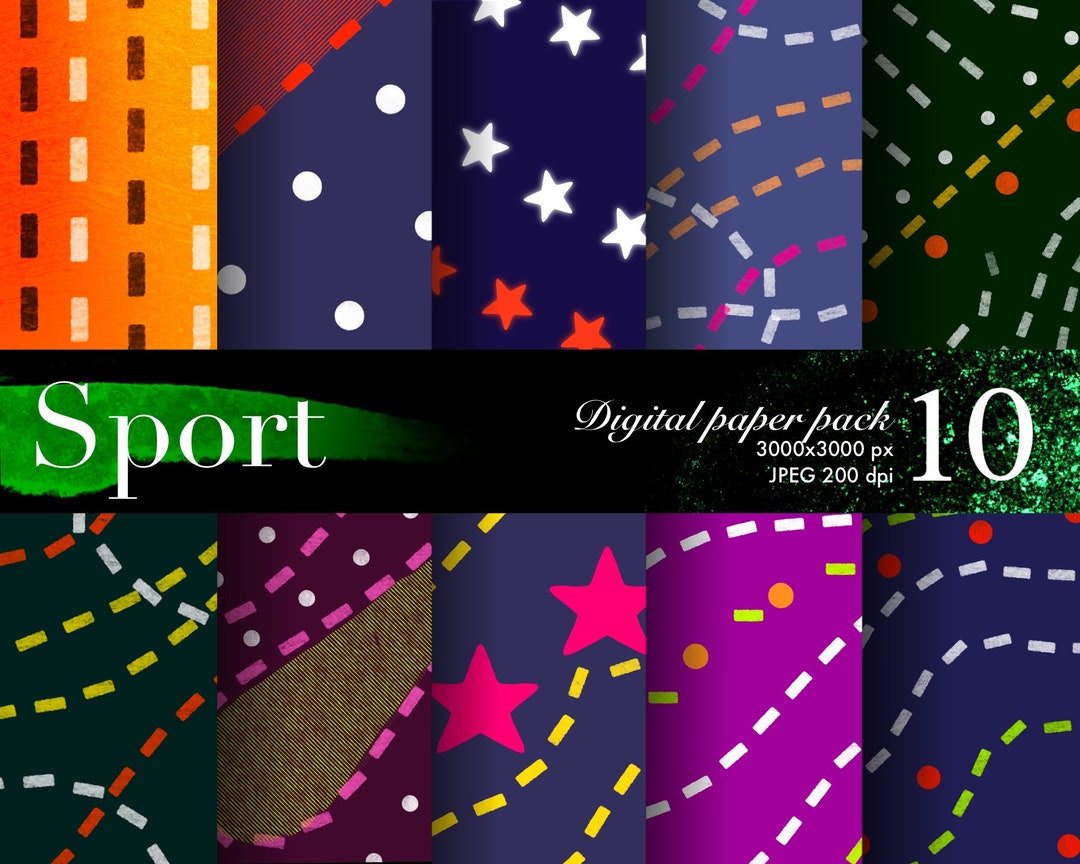 DIGITAL PAPER Bundle, Sport Texture Pack, Scrapbooking Craft Supplies ...