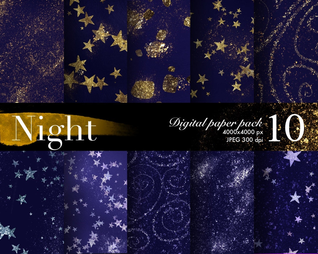 DIGITAL PAPER Bundle, Starry Night Texture Pack, Scrapbooking Craft ...