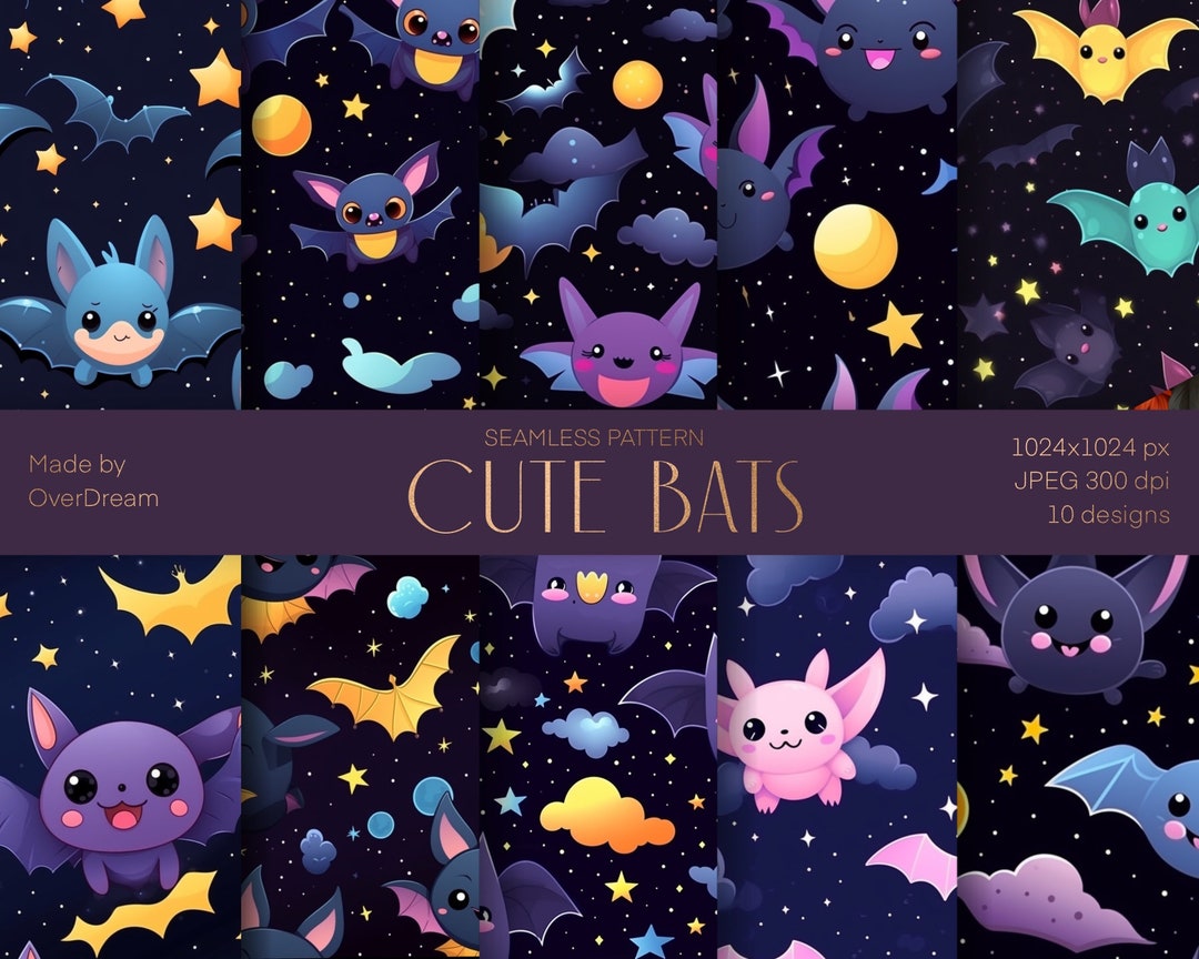 Cute Bats Seamless Pattern, Printable Wrapping Paper, Bats Decor ...