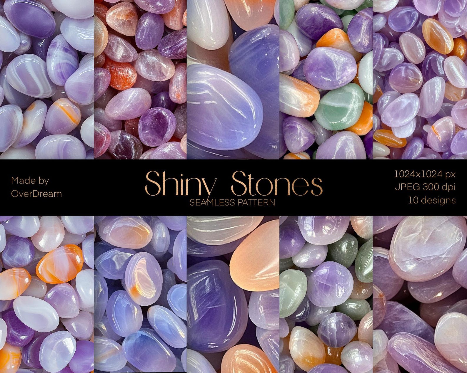 DIGITAL PAPER Bundle, Glass Stones Seamless Texture Pack, Scrapbooking ...