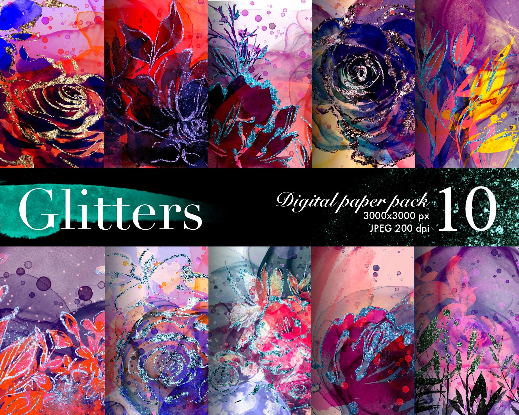 DIGITAL PAPER Bundle, Watercolor Texture Pack, Scrapbooking Craft ...