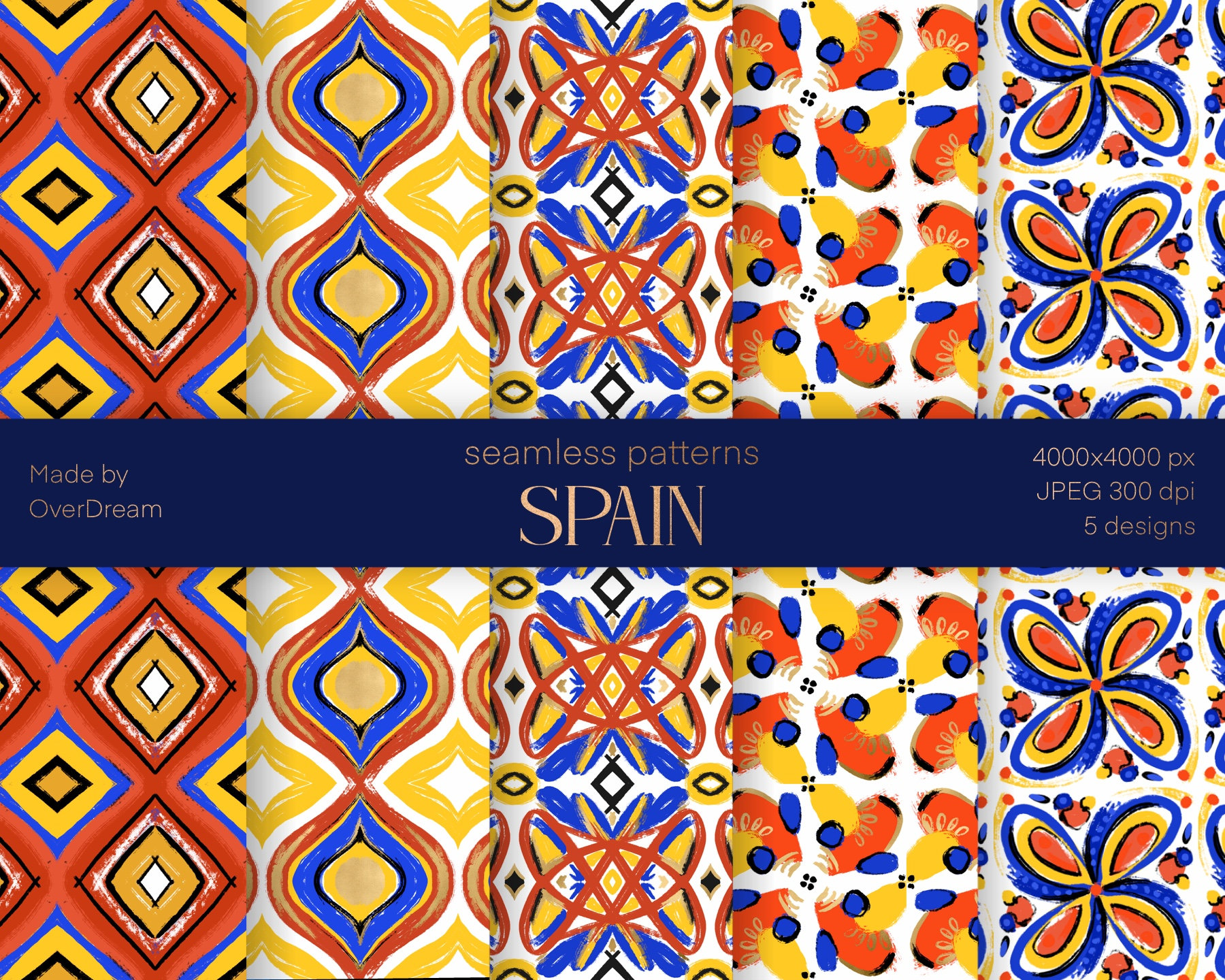 SPAIN Seamless Pattern Set Texture Pack Printable Wrapping - Etsy