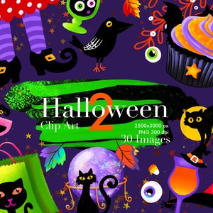 Halloween, 2, Clip Art Bundle, Digital Planner, Party Decor, , Paper ...