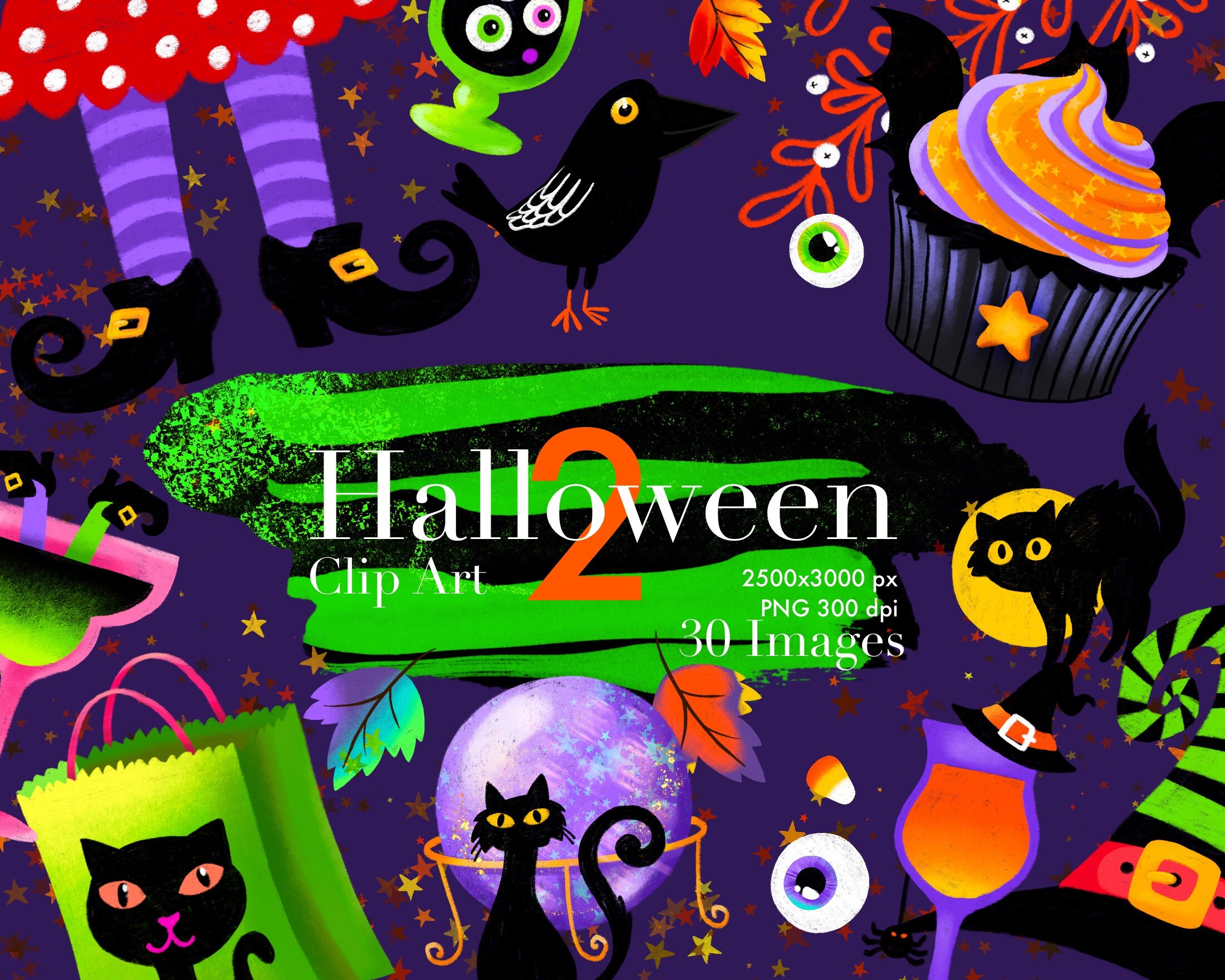 Halloween, 2, Clip Art Bundle, Digital Planner, Party Decor, , Paper ...