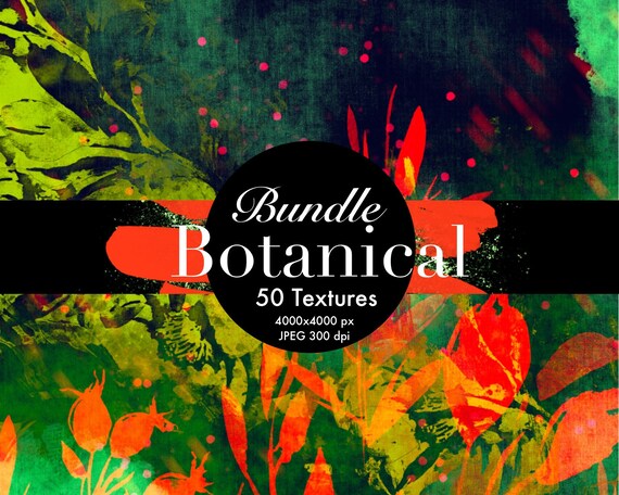 Digital Paper BUNDLE Botanical Texture Pack Flowers | Etsy