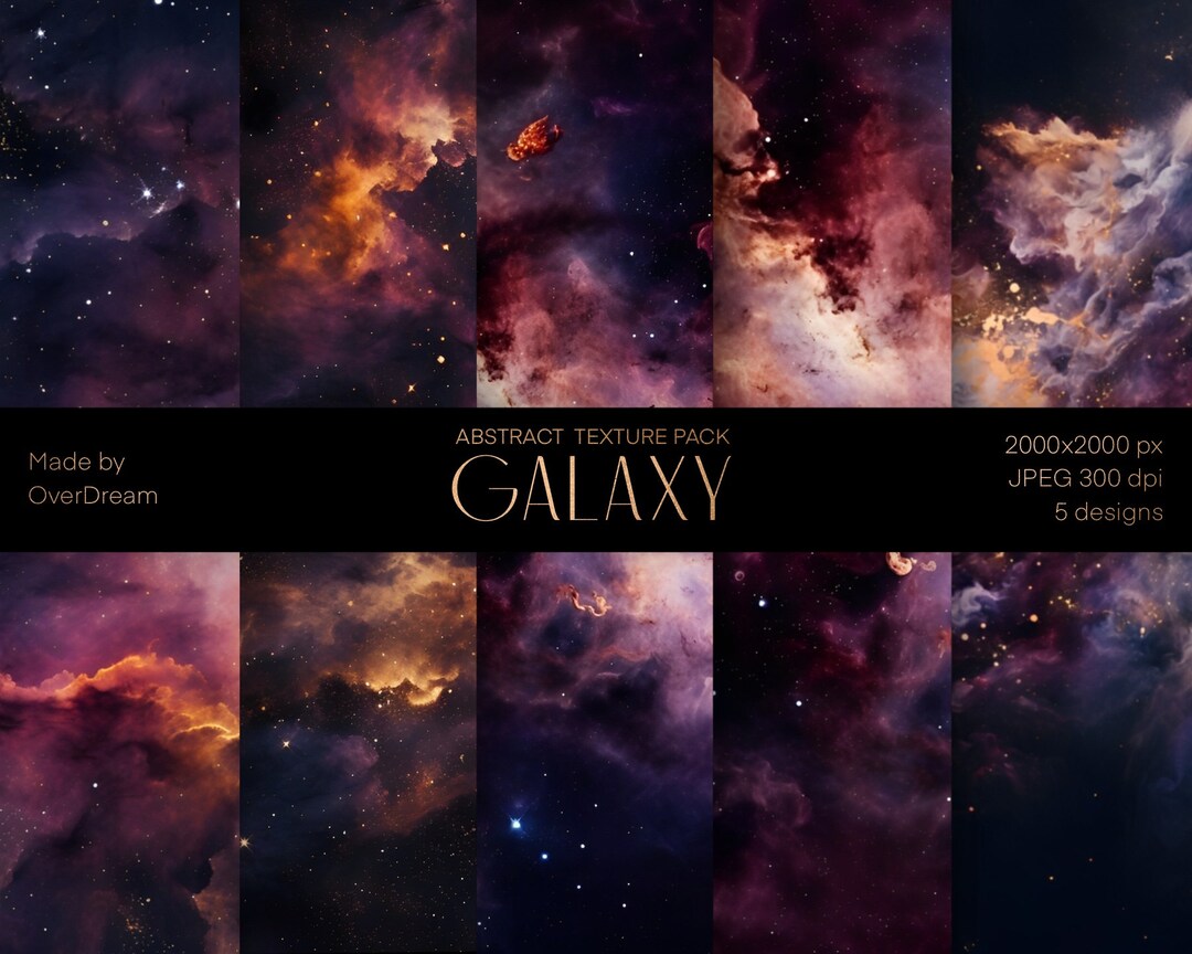 DIGITAL PAPER Bundle, Galaxy Texture Pack, Scrapbooking Craft Supplies ...