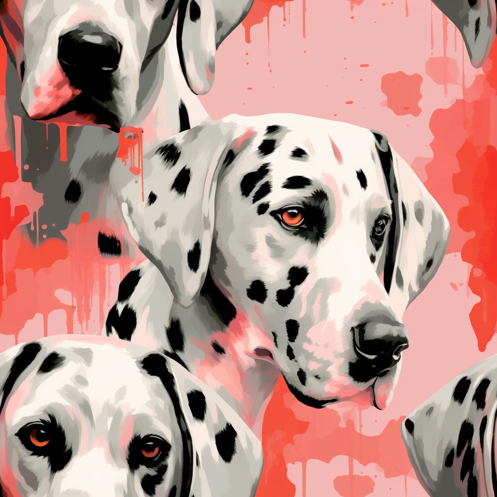 Seamless Watercolour Dalmatians Digital Paper, Seamless Pattern, Pink ...