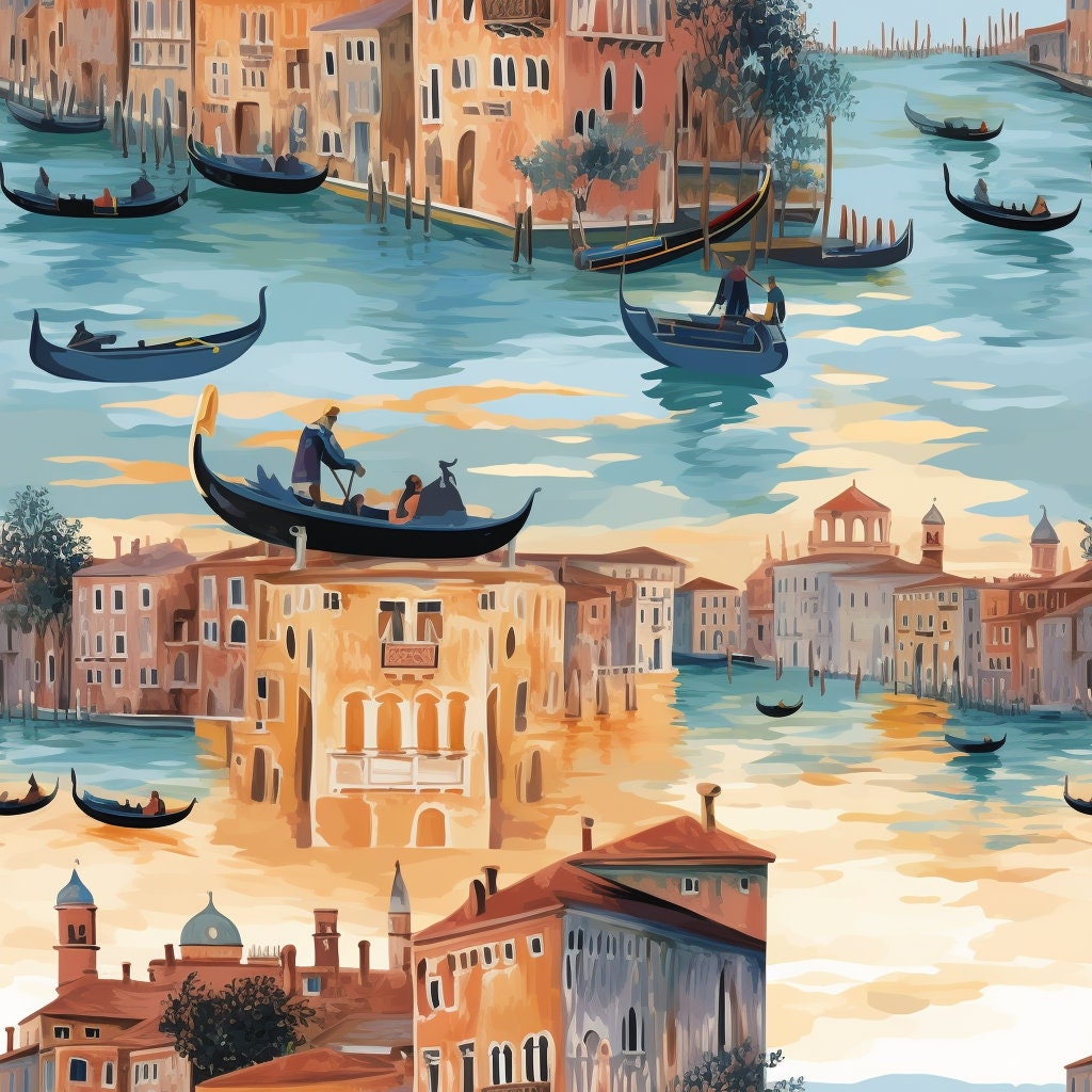 Venice Watercolor, Seamless Pattern Set, Printable Wrapping Paper ...