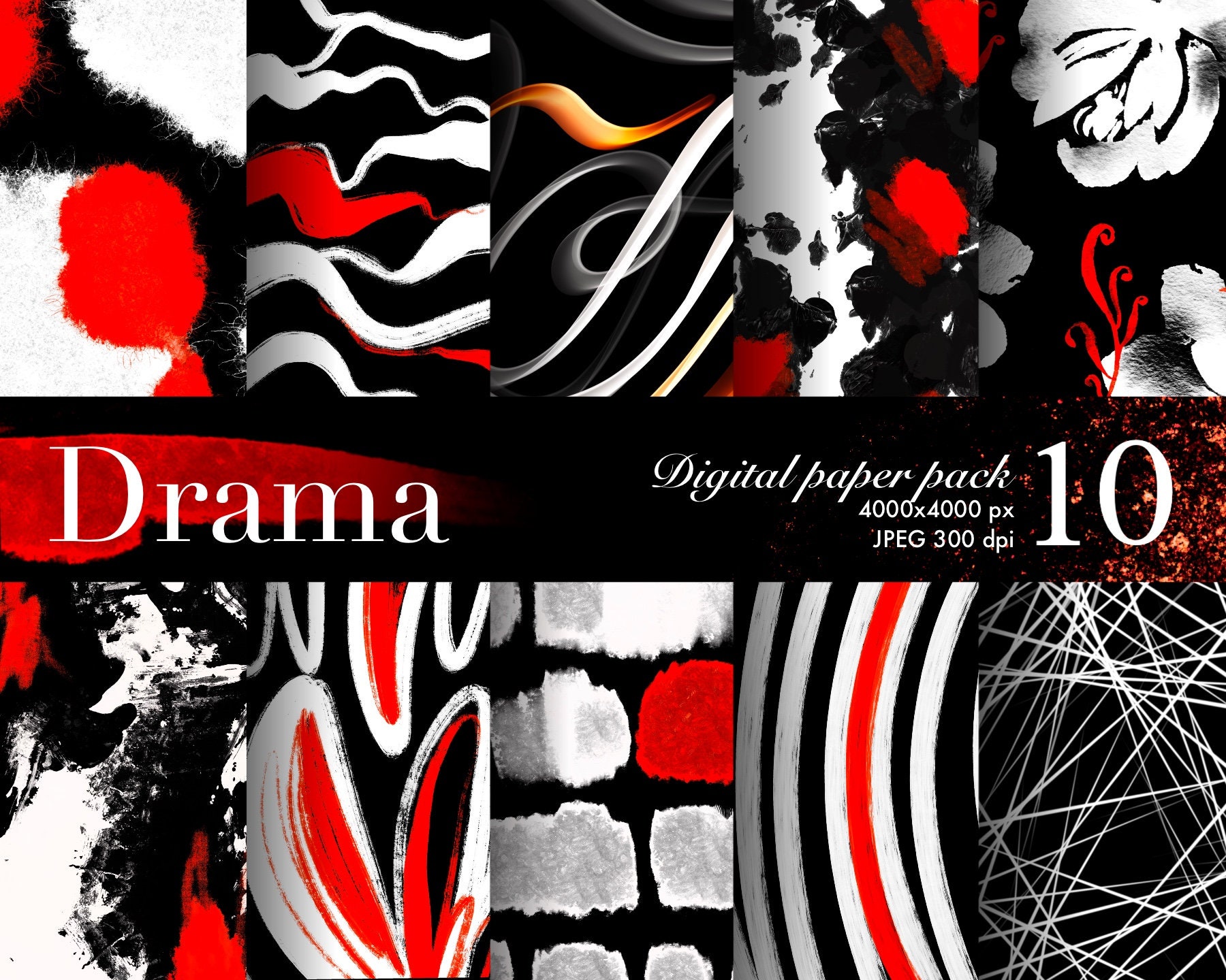 DIGITAL PAPER Bundle, Drama Texture Pack, Scrapbooking Craft Supplies ...