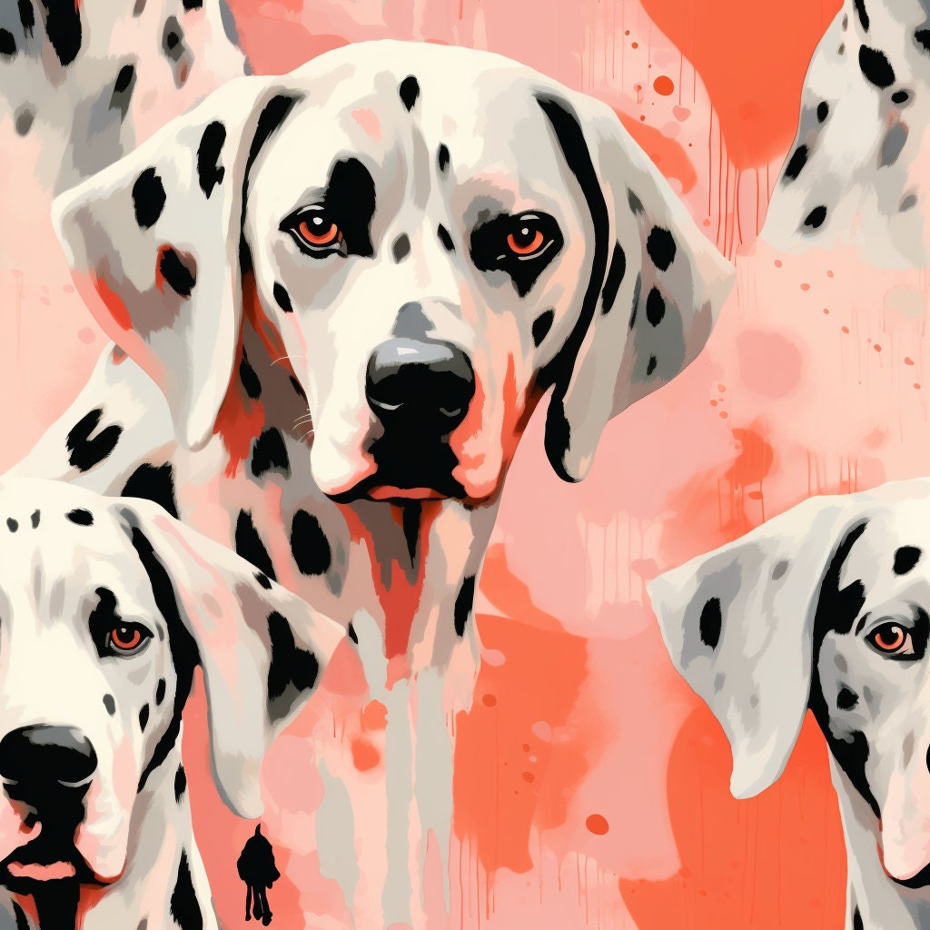 Seamless Watercolour Dalmatians Digital Paper, Seamless Pattern, Pink ...