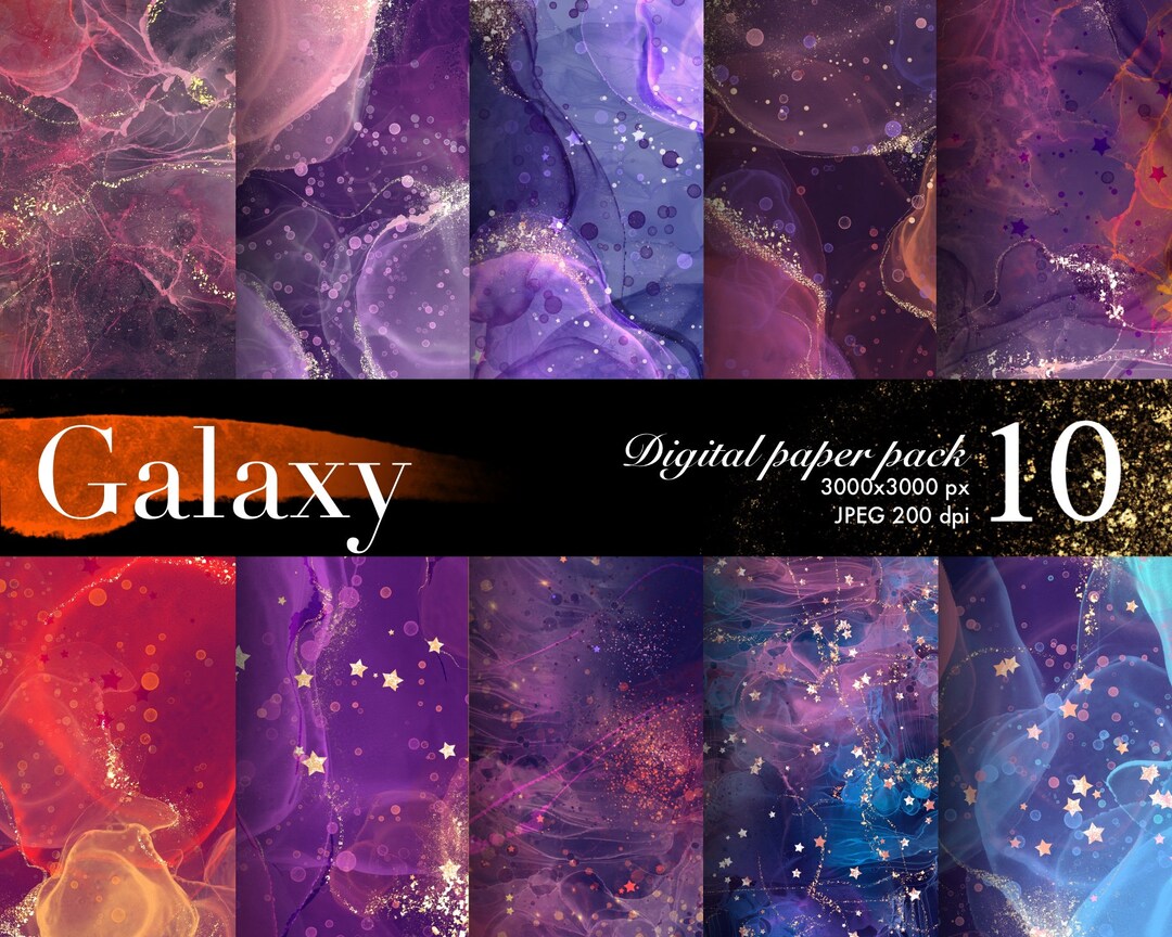DIGITAL PAPER Bundle, Galaxy Texture Pack, Scrapbooking Craft Supplies ...