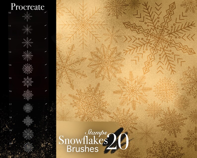 Christmas Snowflake Brush Bundle for Procreate App, 20 Stamp Brushes to ...