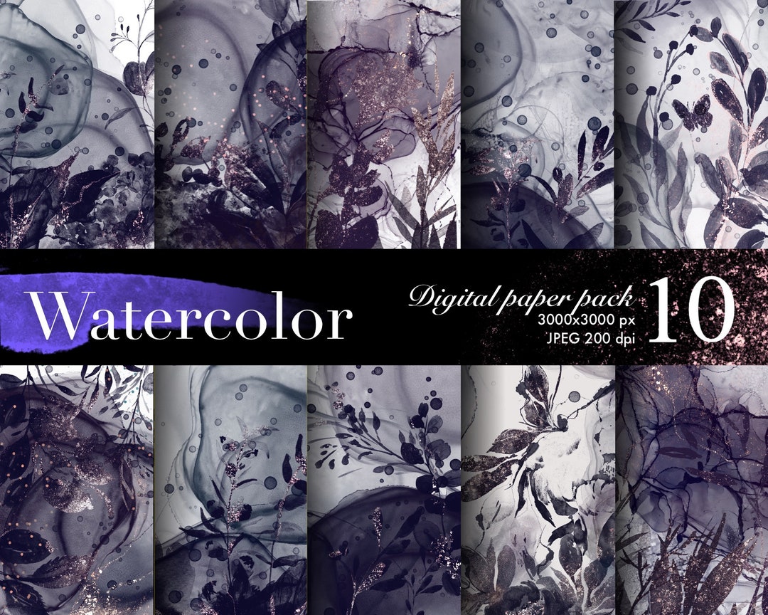 DIGITAL PAPER Bundle, Watercolor Texture Pack, Scrapbooking Craft ...