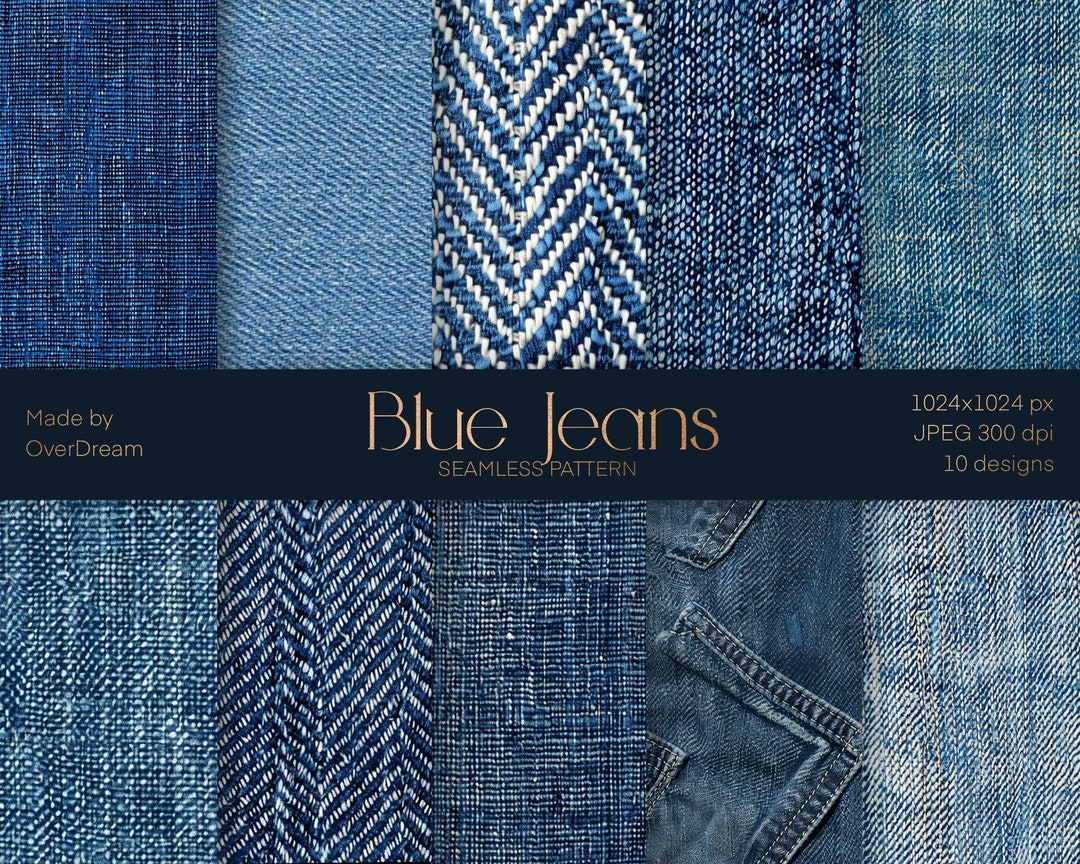 Blue Jeans Digital Paper, Printable File, Textile Elements Seamless ...
