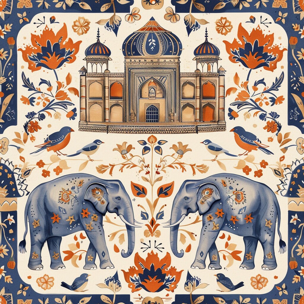 Magestic India Design, Printable File, Architecture Elements Seamless ...
