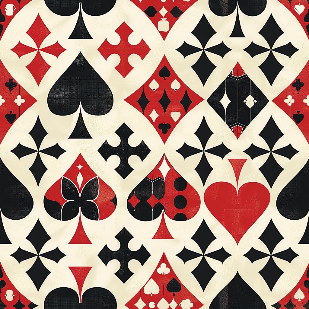 Harlequin Digital Paper, Printable File, Playing Card Suits Seamless ...