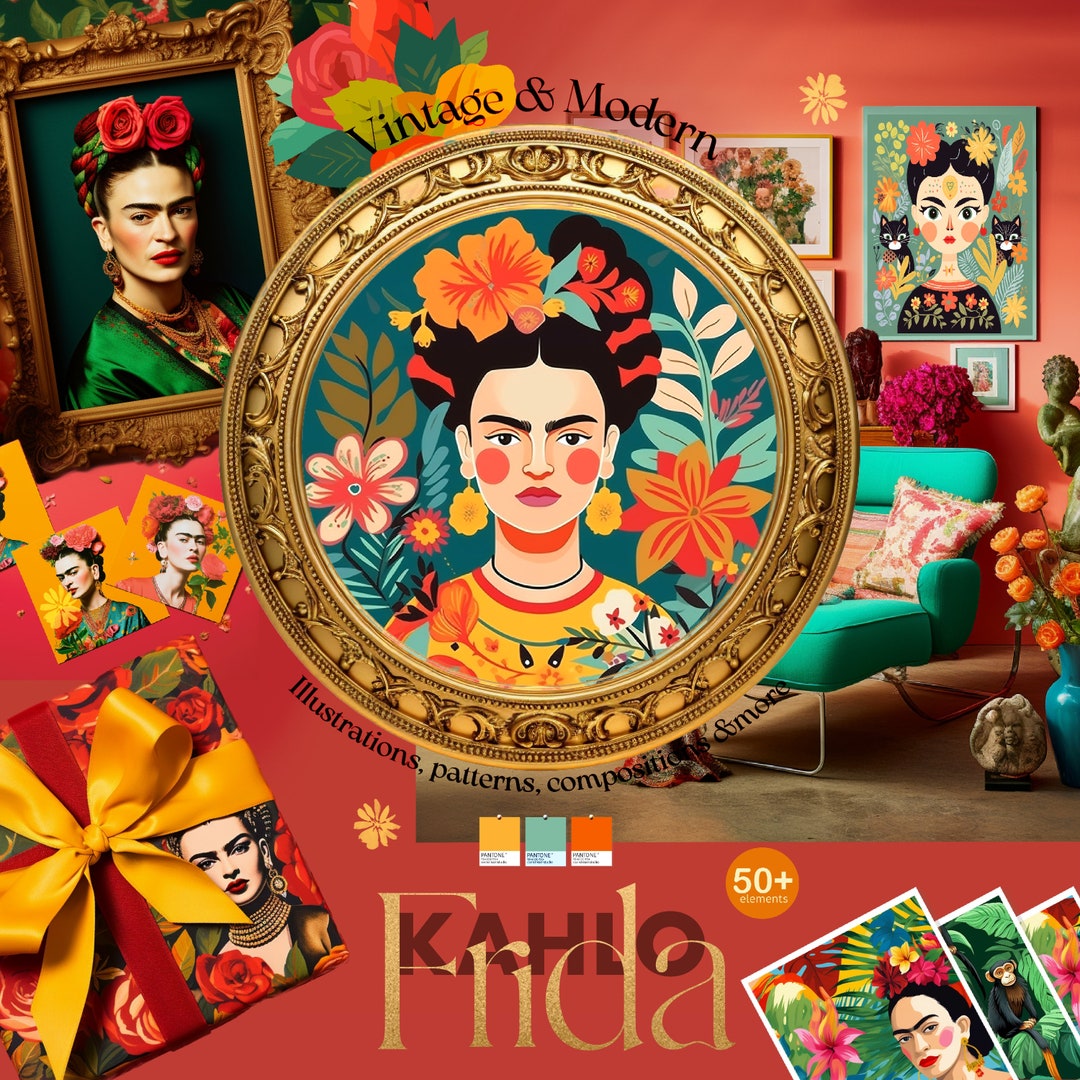 FRIDA KAHLO GRAPHICS Bundle, Mexican Decor, Frida Kahlo Themed Stickers ...