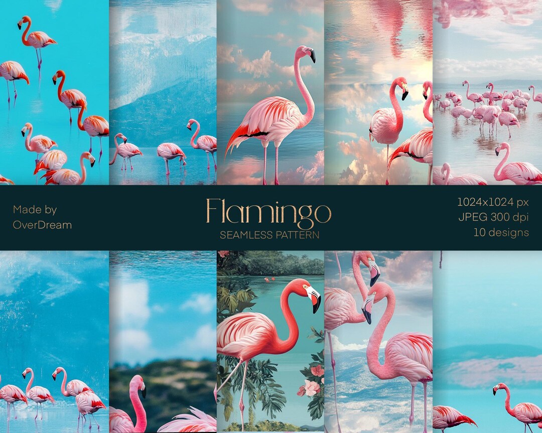 DIGITAL PAPER Bundle, Flamingo Texture Pack, Scrapbooking Craft ...