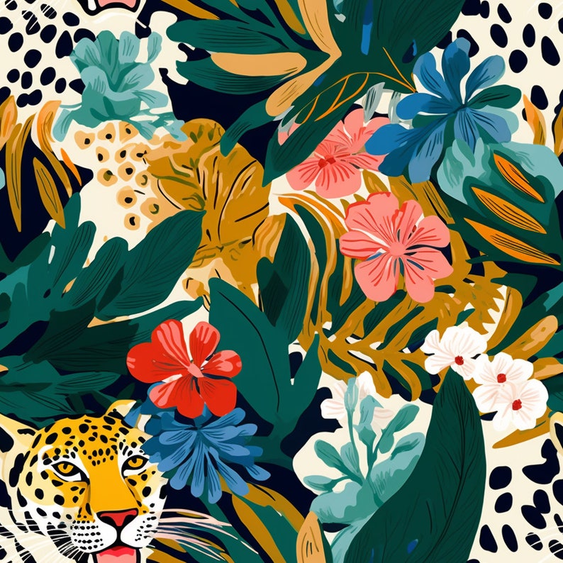 Abstract Jungle, Seamless Pattern Set, Printable Wrapping Paper, Animal ...