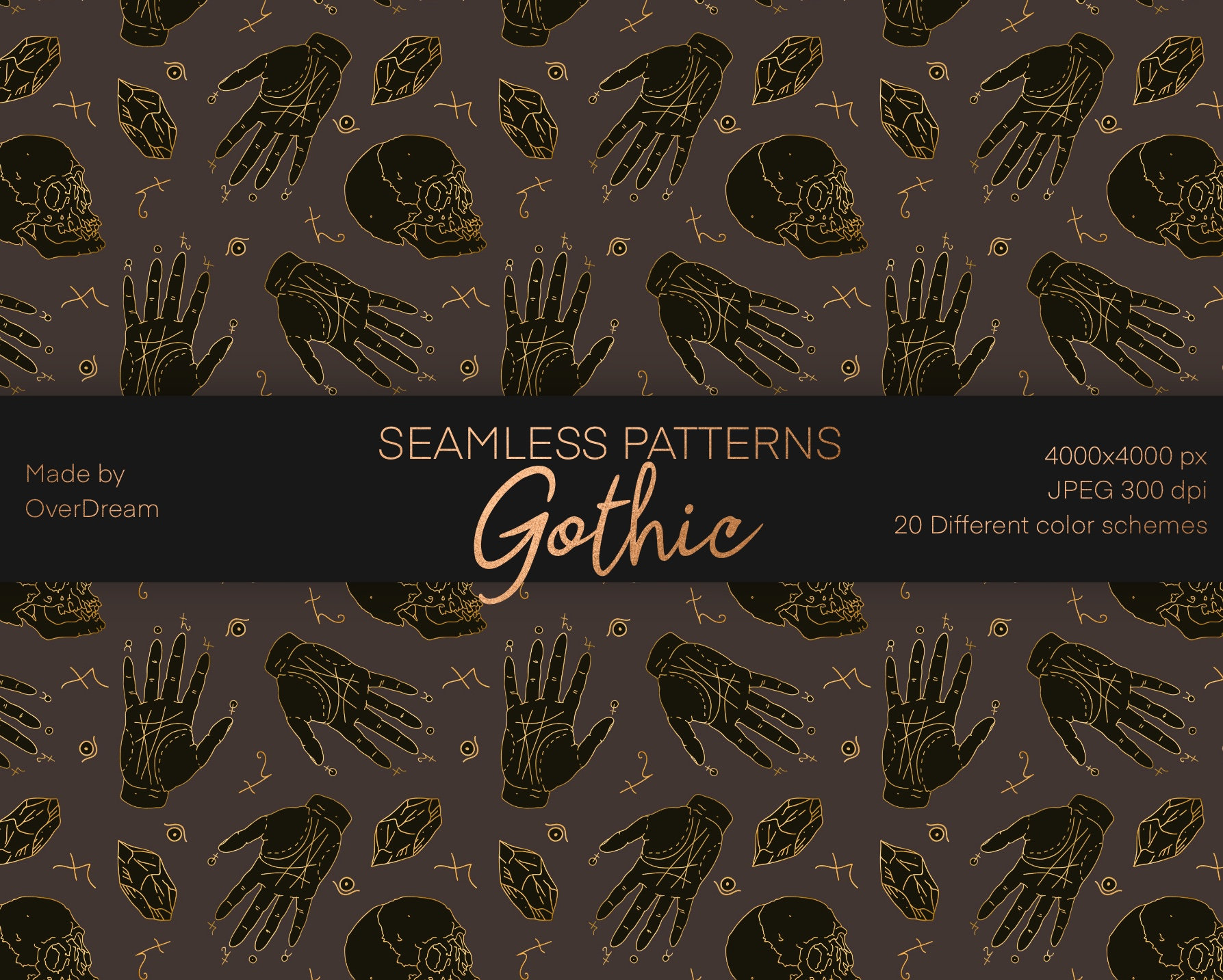 Gothic Seamless Pattern Set, Texture Pack, Printable Wrapping Paper ...